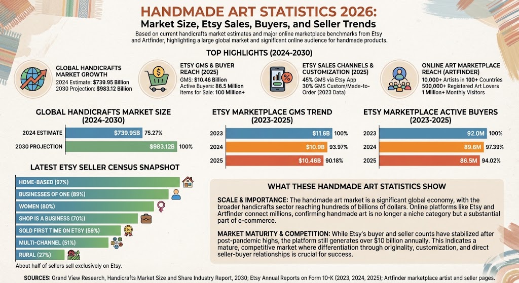 Handmade Art Statistics 2026: Market Size, Etsy Sales, Buyers, and ...